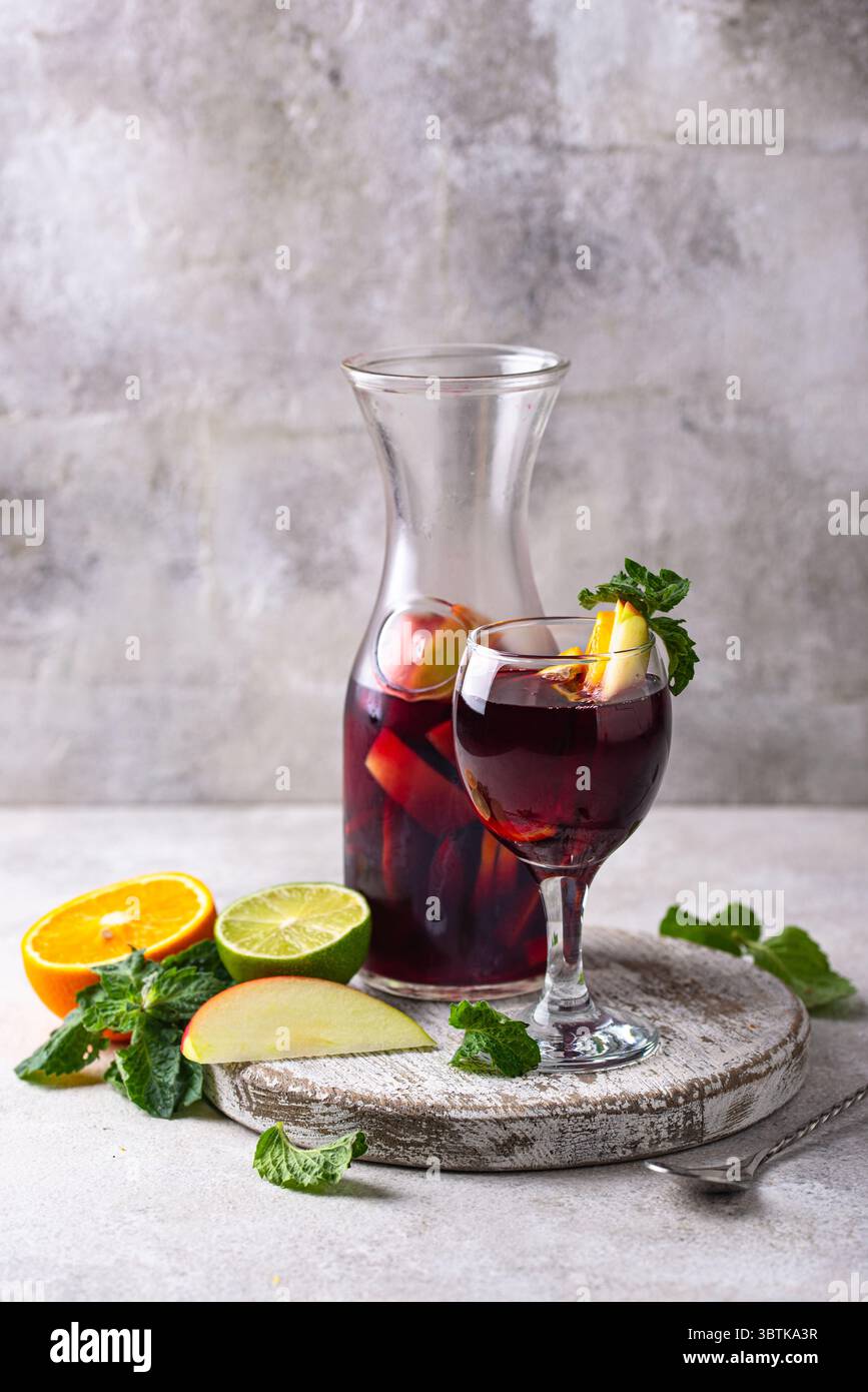 Traditional Spanish sangria from red wine Stock Photo - Alamy