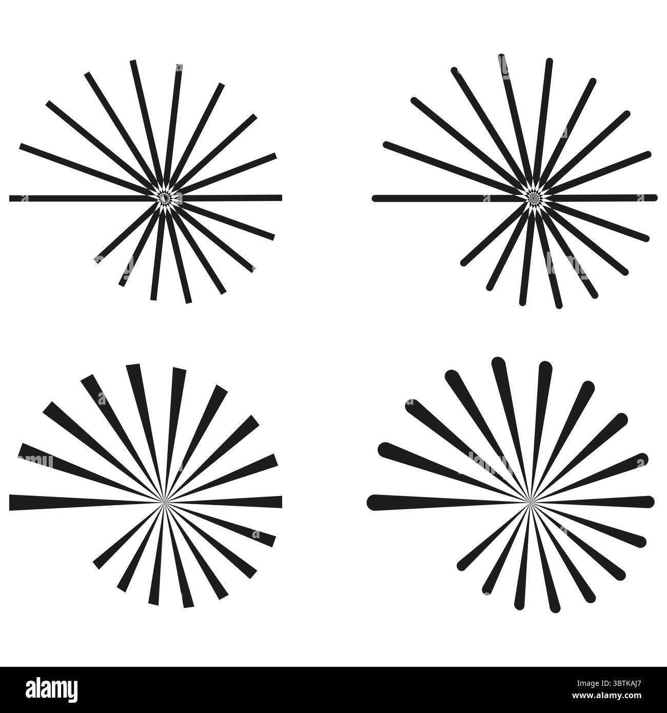 Radial ray patterns. Sunburst geometric elements. Abstract Vector ...
