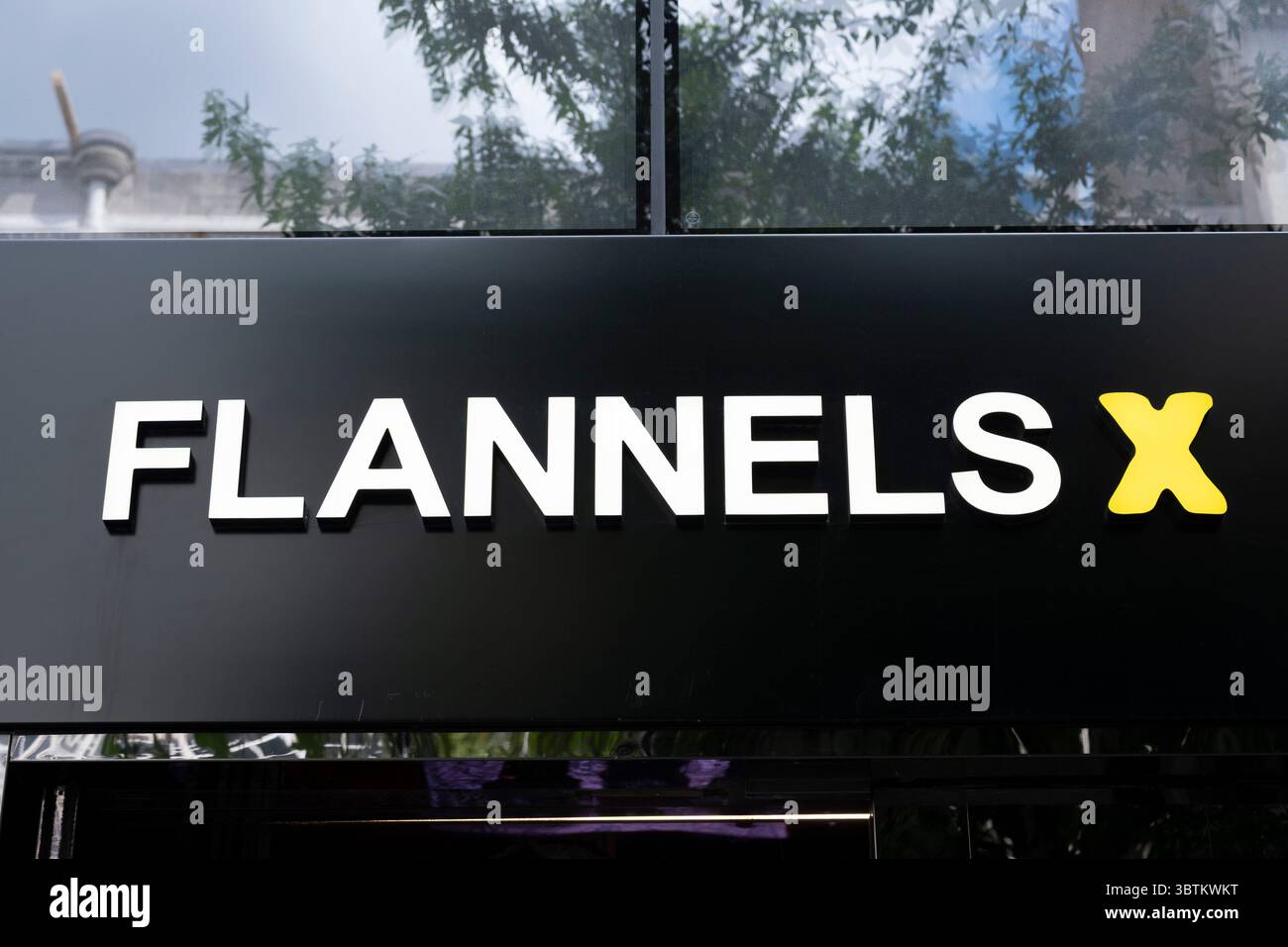 Sign for the clothes and clothing brand Flannels on 9th July 2025 in ...