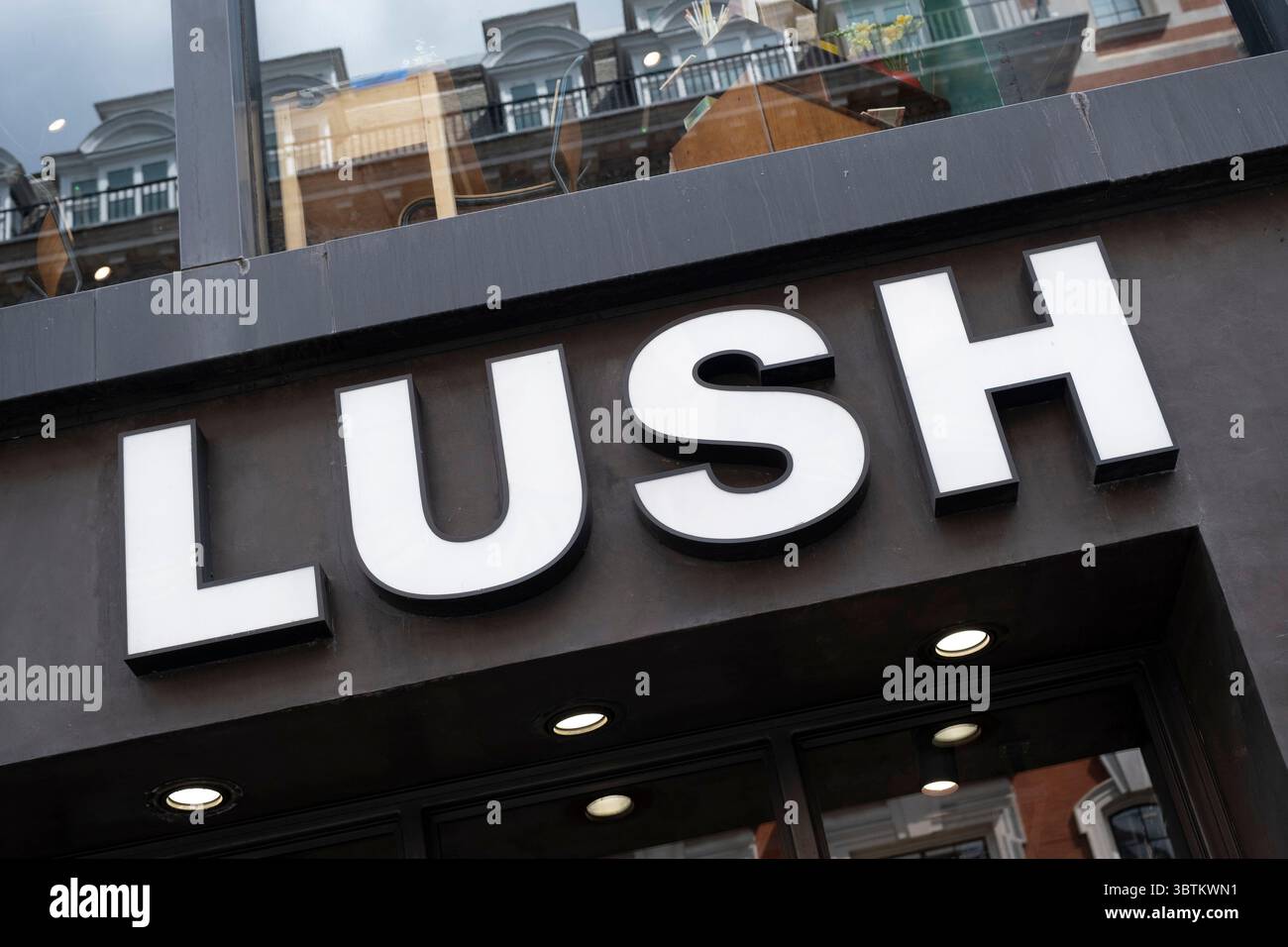 Sign for the cosmetics brand Lush on 9th July 2025 in London, United ...