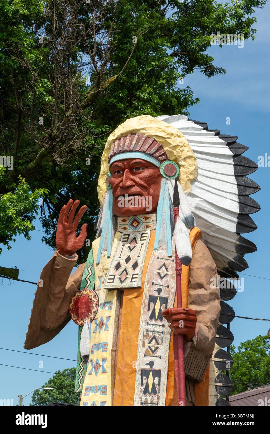Vinita, Oklahoma, USA - June 18th 2025 - A 20ft tall Native American ...