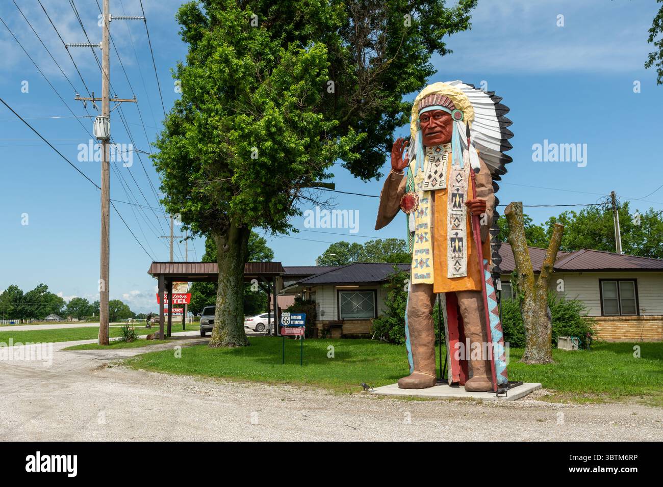 Vinita, Oklahoma, USA - June 18th 2025 - A 20ft tall Native American ...