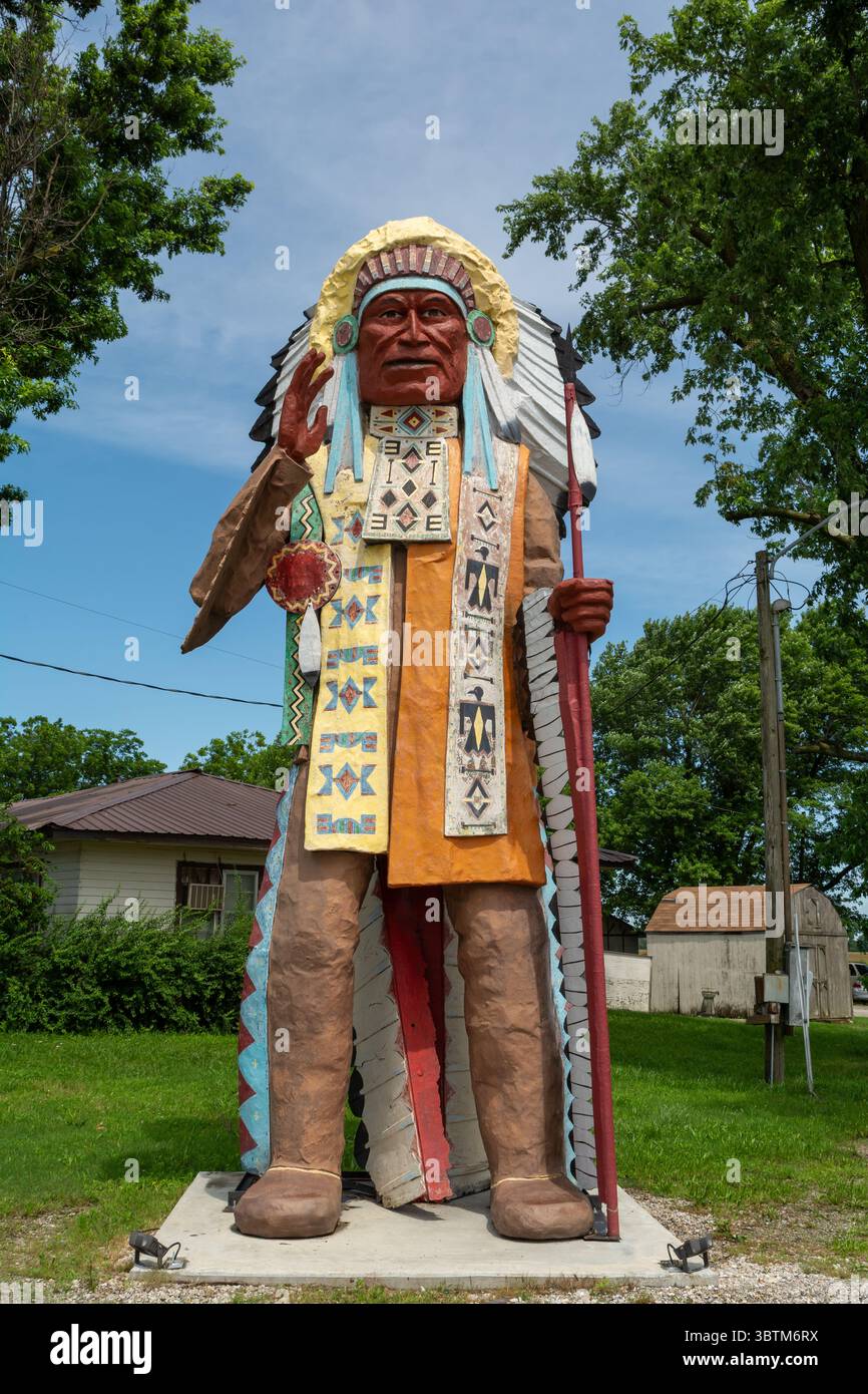 Vinita, Oklahoma, USA - June 18th 2025 - A 20ft tall Native American ...