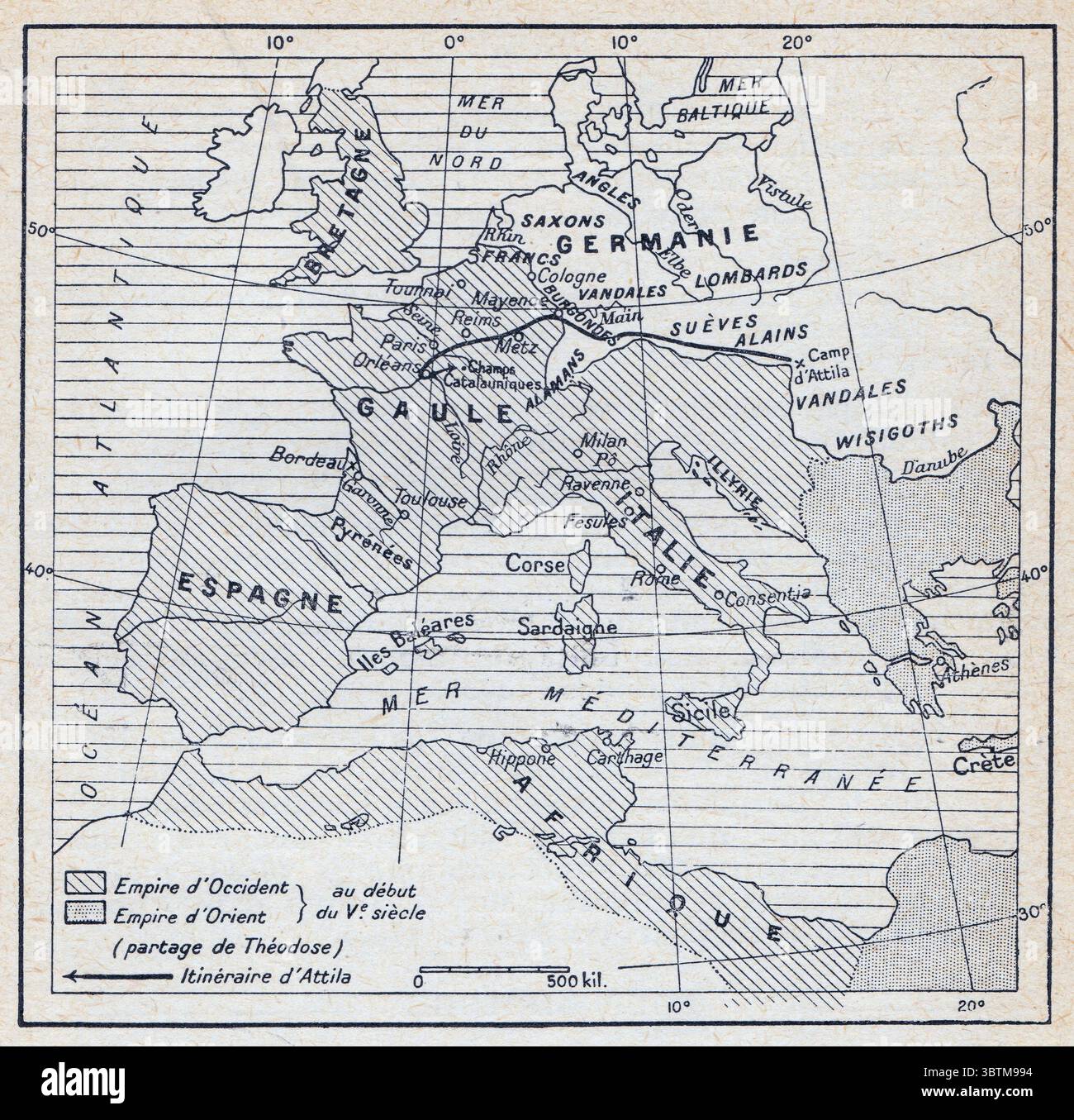 Le partage de l'Empire et les grandes invasions. Début Ve siècle Stock ...