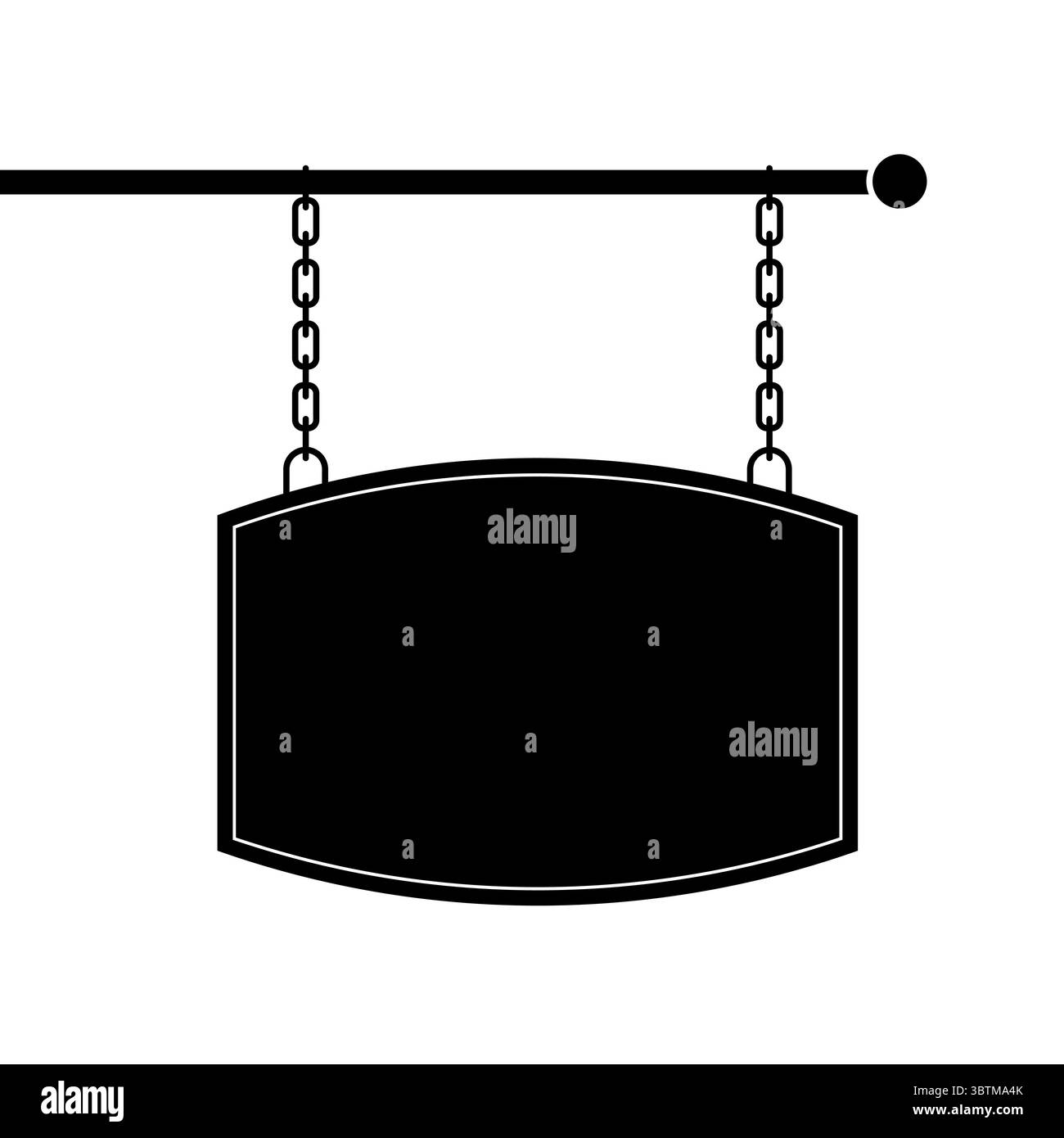 Vintage Hanging Signboard with Chains Illustration. A vintage style hanging signboard suspended ...