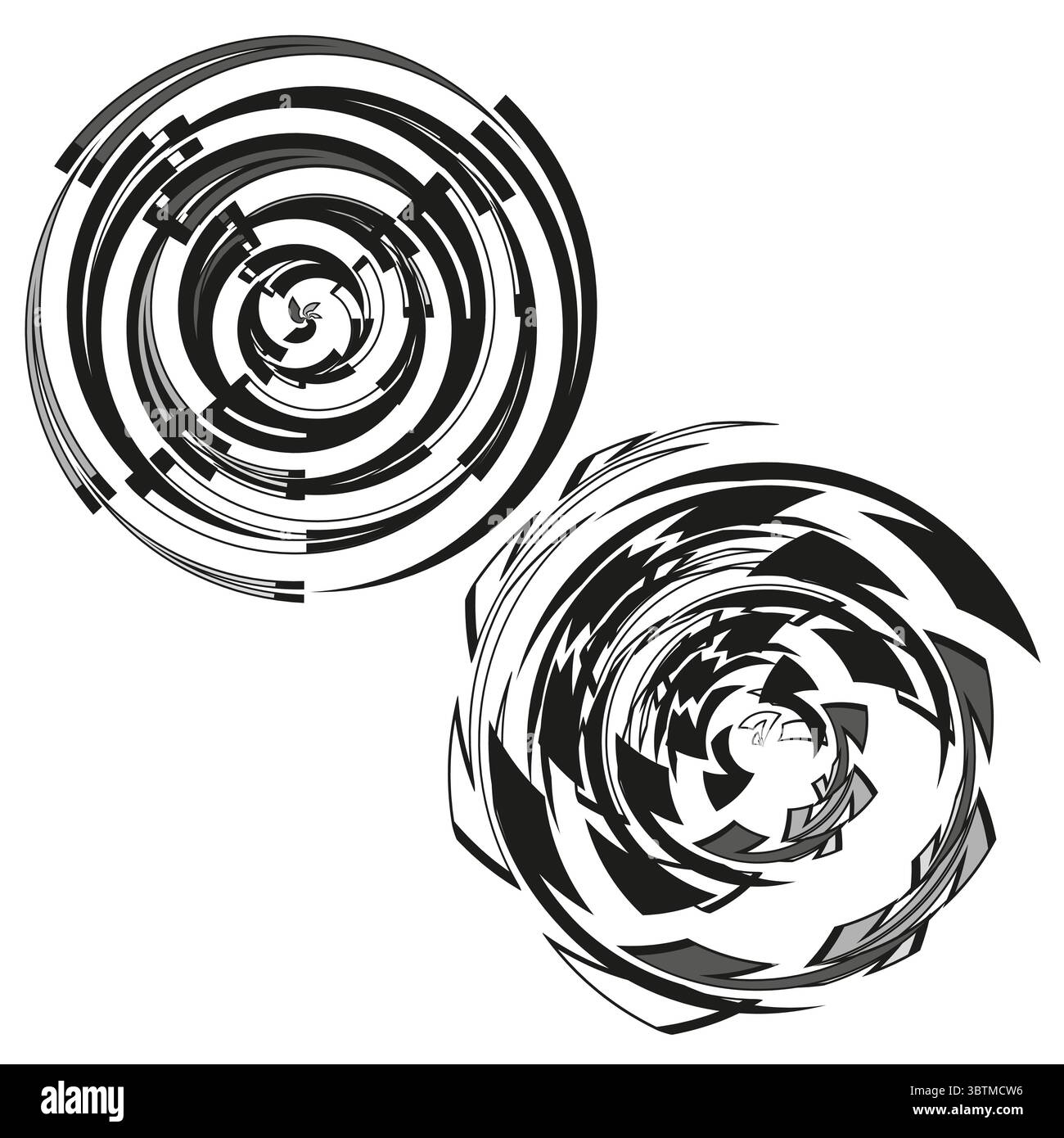 Abstract vortex spirals. Dynamic optical illusion. Hypnotic circular forms. Vector energy flow ...