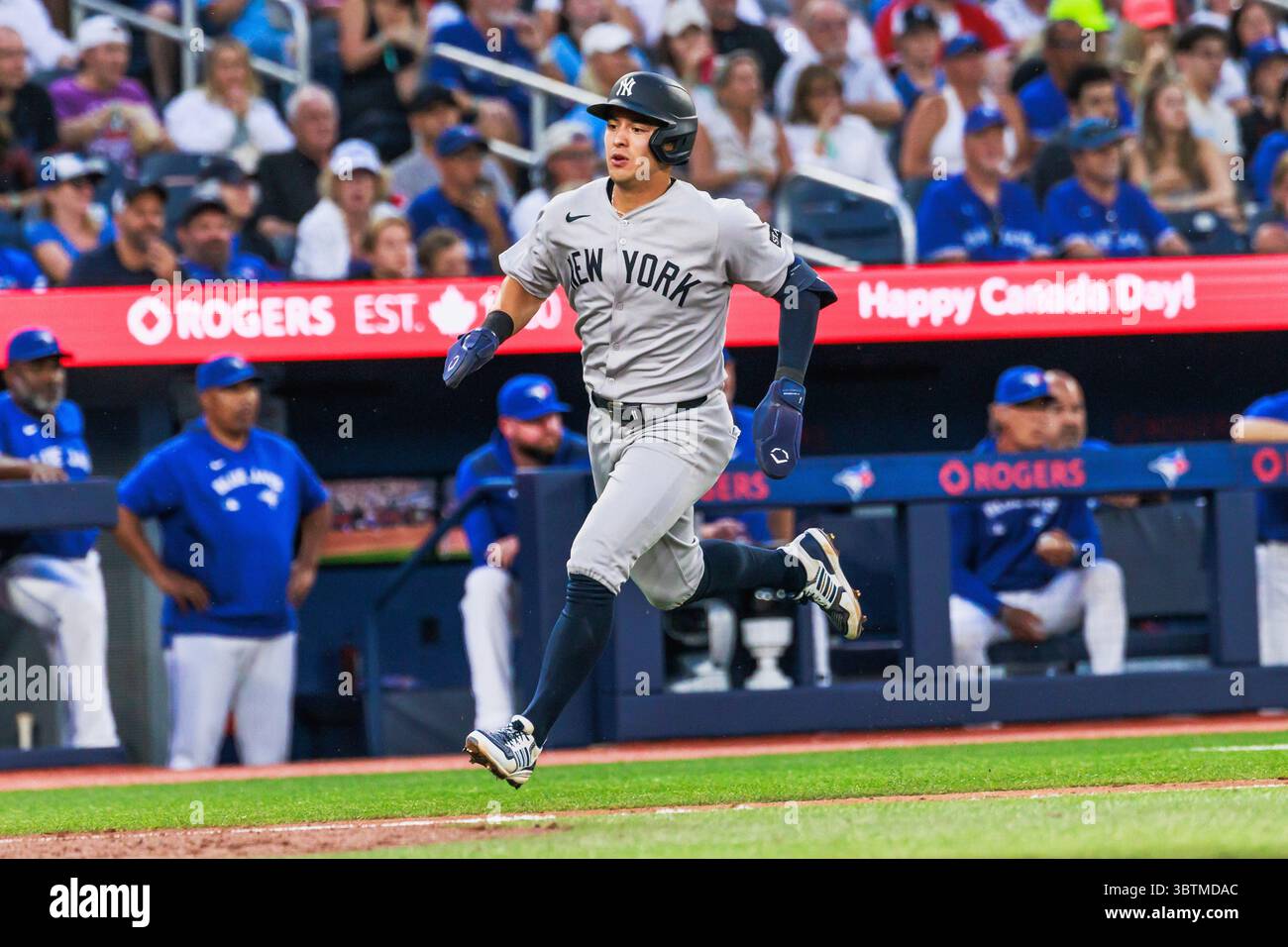 TORONTO, ON - JULY 02: New York Yankees infielder Anthony Volpe (11 ...