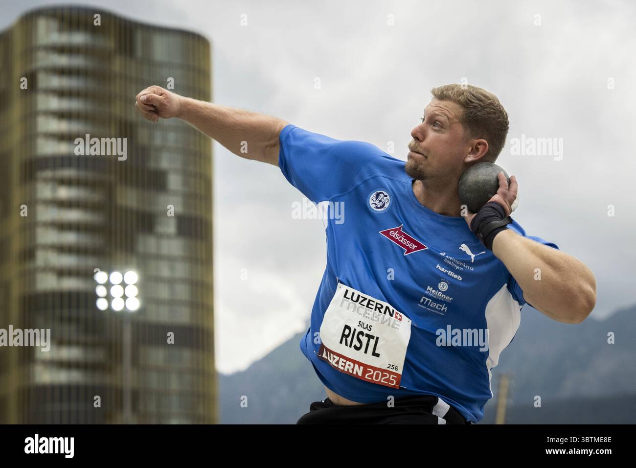 Germany's Silas Ristl in action during the shot put competition at the ...