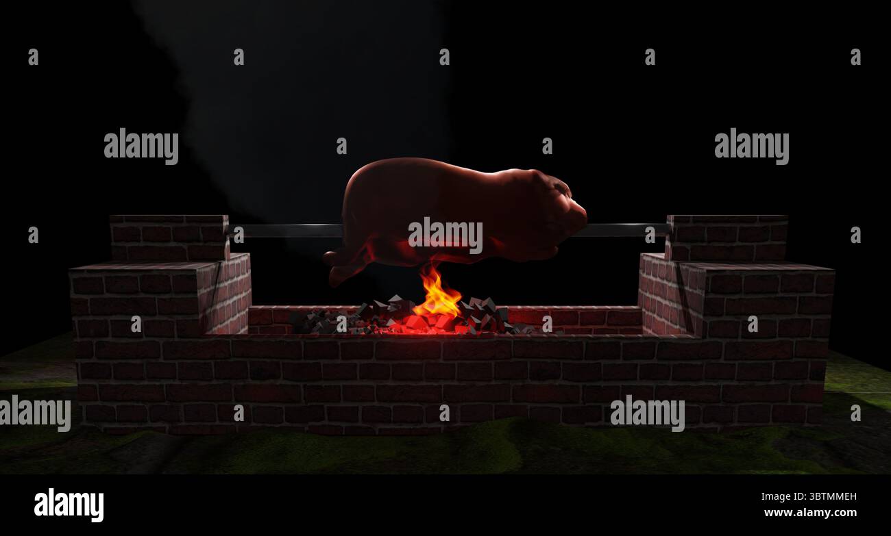 Barbecue detail scene meat cooking hi-res stock photography and images ...