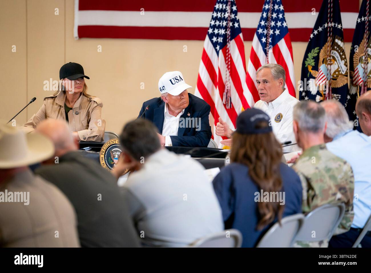 President Donald Trump is joined by Homeland Security Secretary Kristi ...