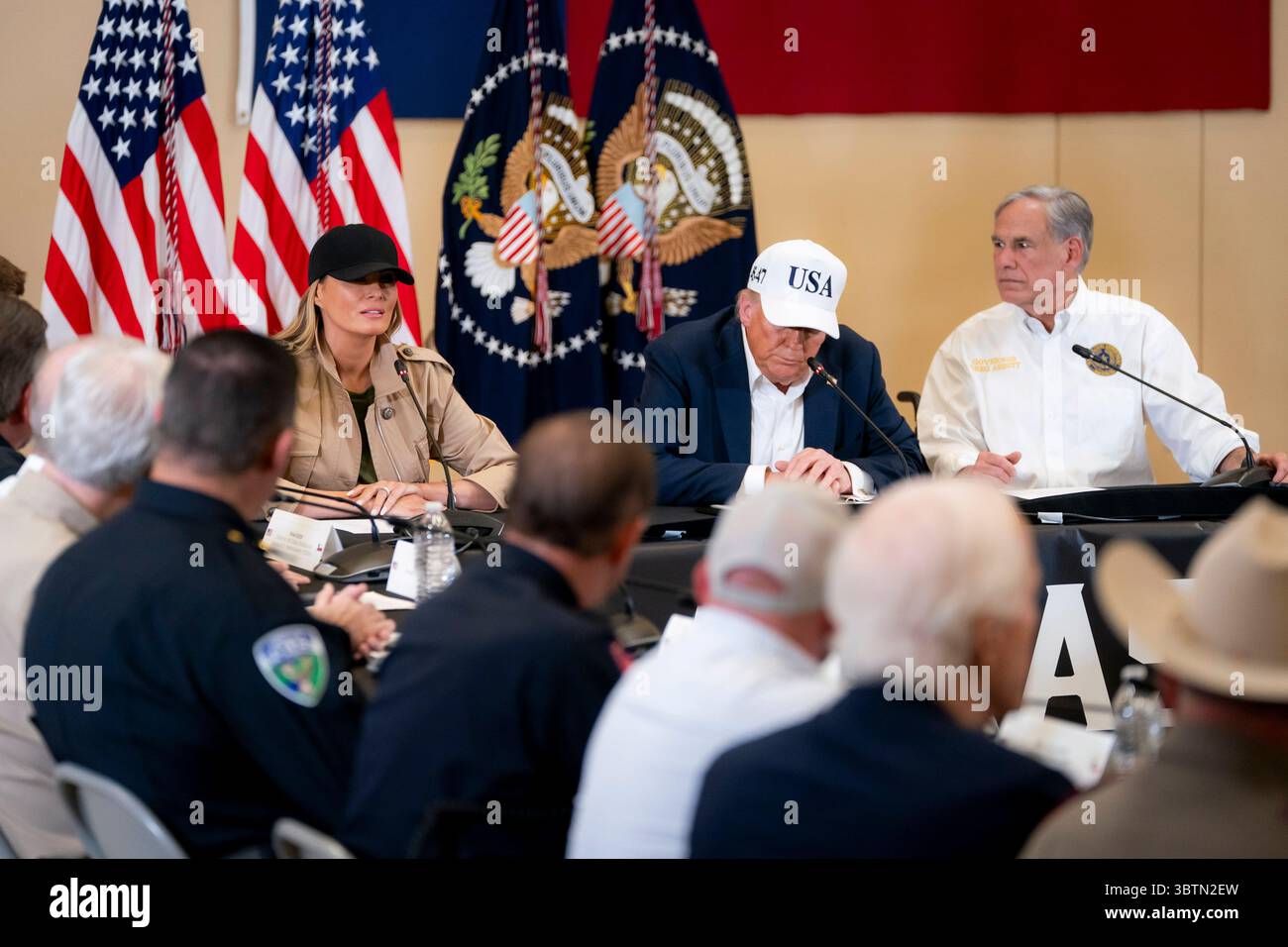 President Donald Trump is joined by Homeland Security Secretary Kristi ...
