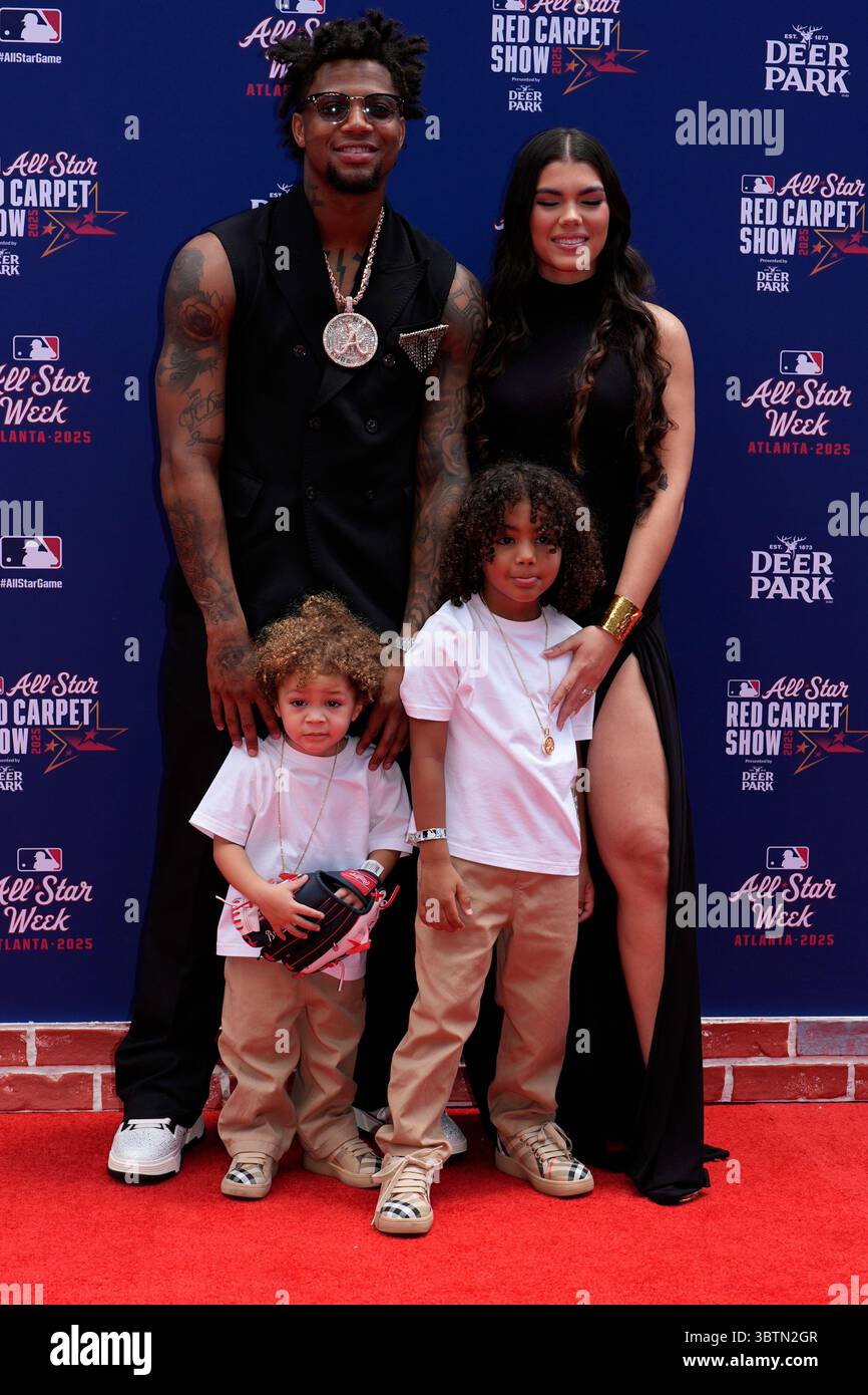 Atlanta Braves' Ronald Acuña Jr. arrives with family on the red carpet ...
