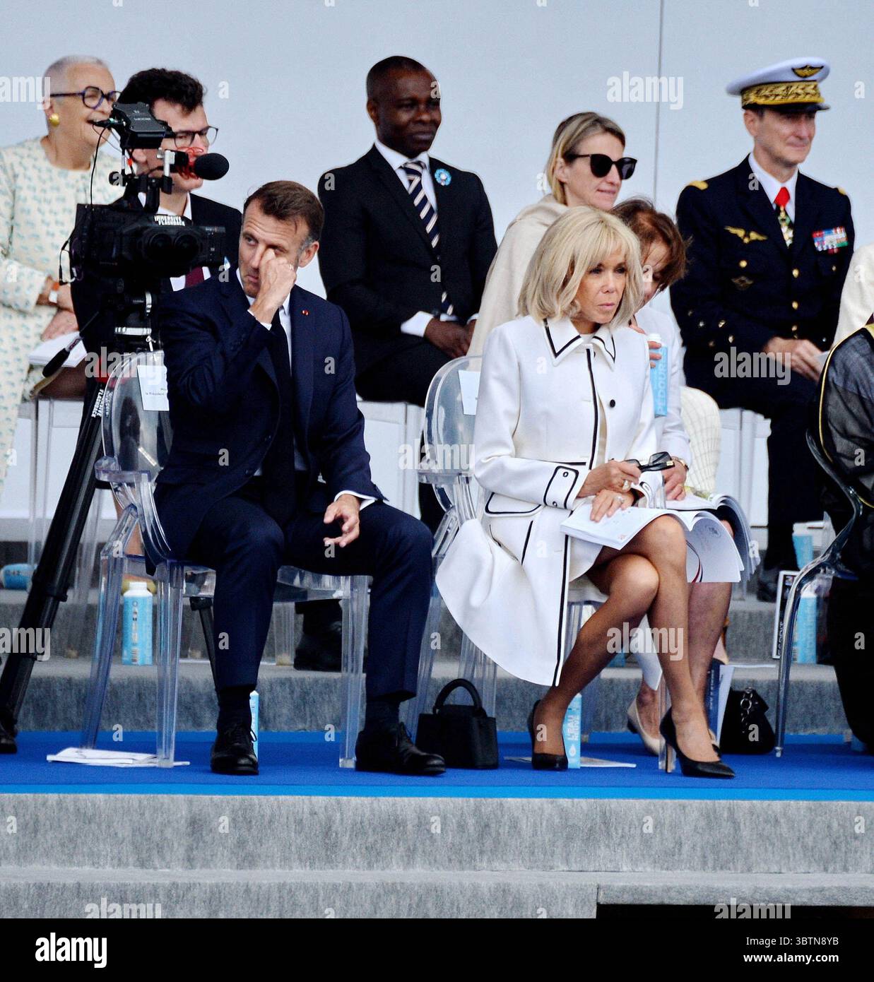 Emmanuel Macron President of the Republic Brigitte Macron first lady ...