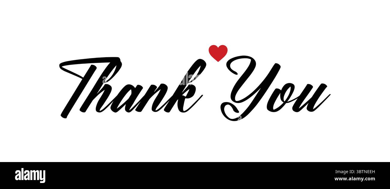 Thank You Script with Red Heart - Appreciation Message Stock Vector ...