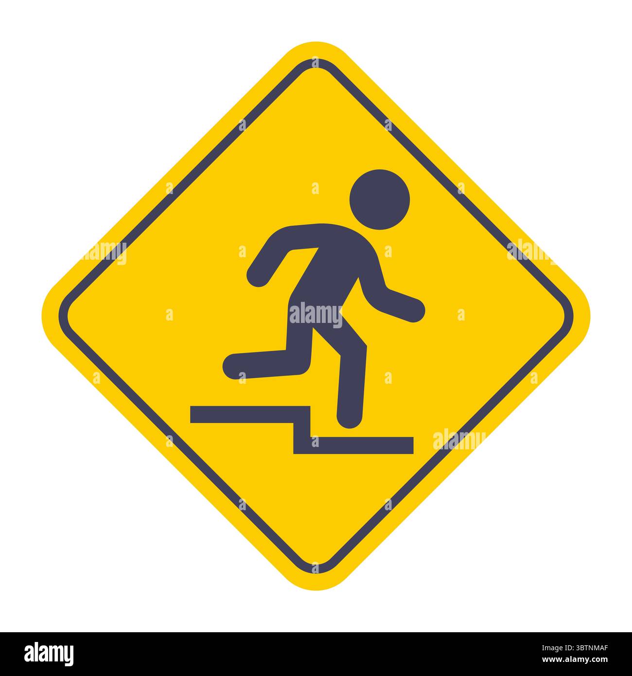 Caution stairs down yellow sticker. flat illustration Stock Vector ...