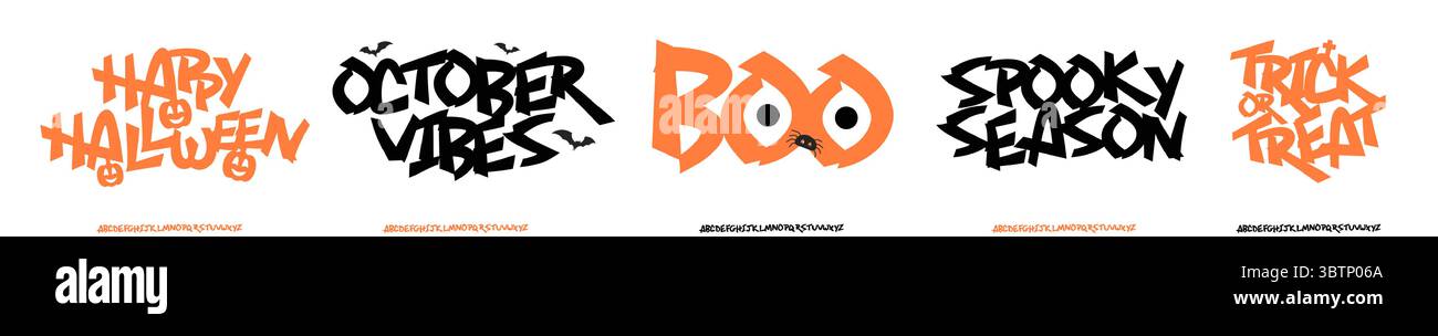 Halloween Lettering with Fun Quotes Like Trick or Treat, Boo, Spooky ...
