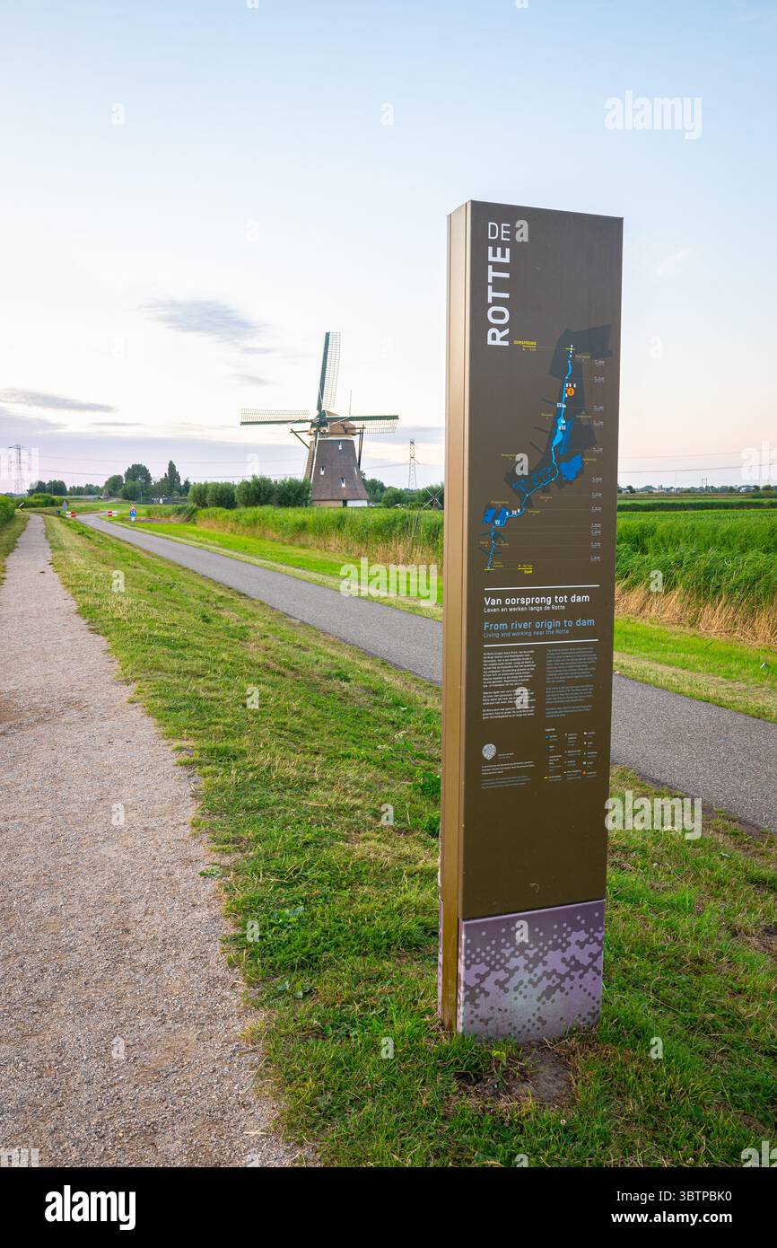 Information sign of the river Rotte, north of Rotterdam, with ...