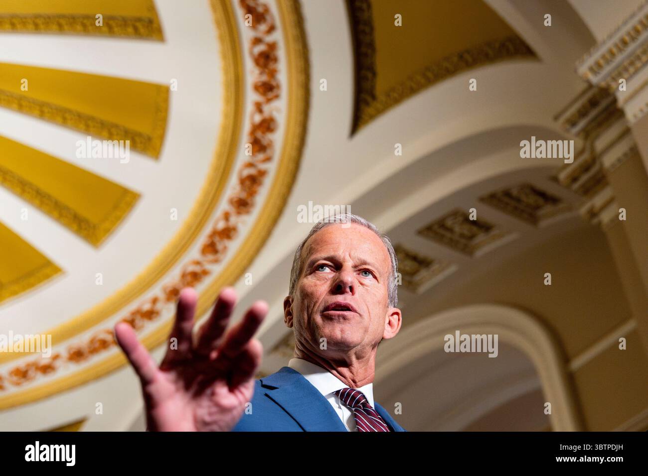 Senate Majority Leader John Thune, R-SD, speaks during a press ...