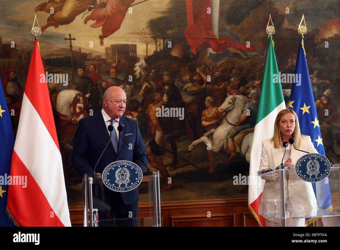 Rome, Italy, July 15, 2025: Italian Prime Minister Giorgia Meloni and ...