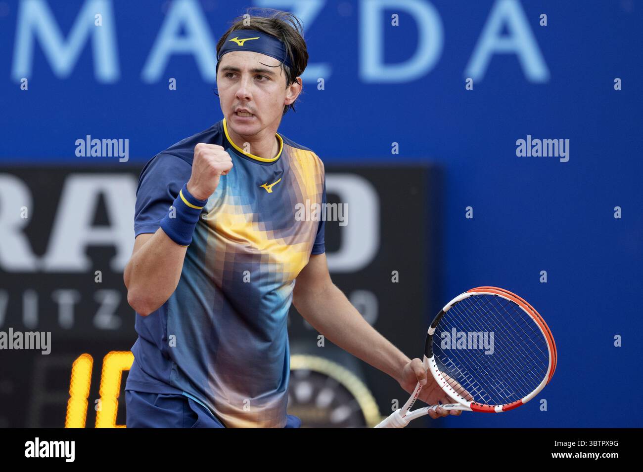 Kazakhstan's Alexander Shevchenko reacts during his match against ...