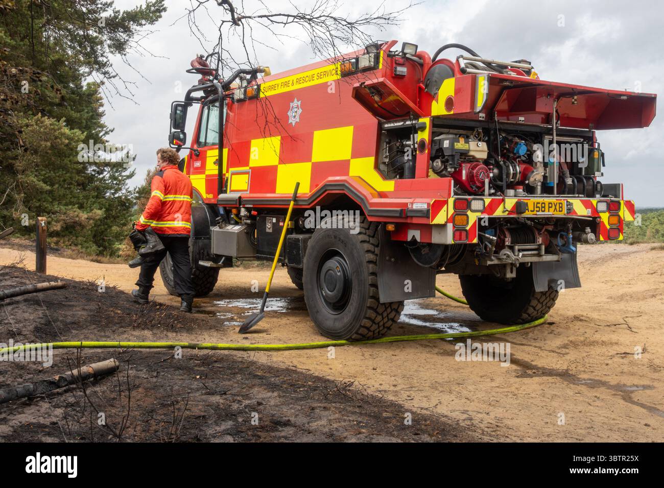 Surrey Fire & Rescue Service attending a heathland site a few days ...