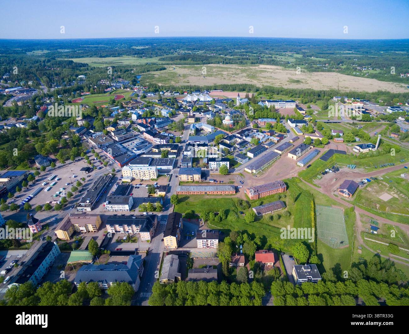 Aerial view of star-shaped fortress and the circular town plan of ...