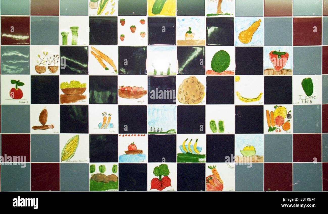 June 1, 1987: Boulder Colorado, USA: Wall mural with various food ...