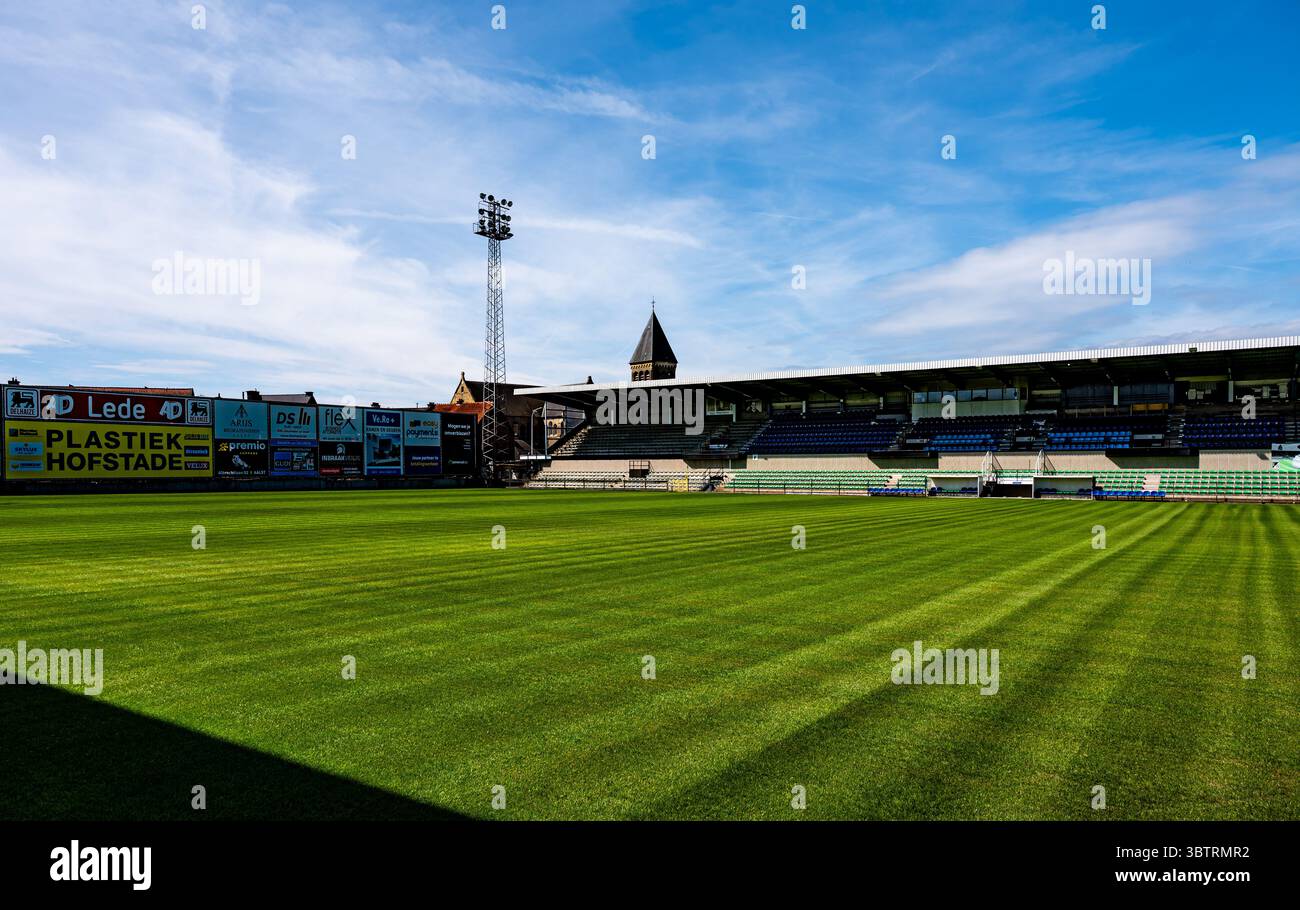 The Pierre Cornelis soccer stadium of Eendracht Aalst, East Flemish ...