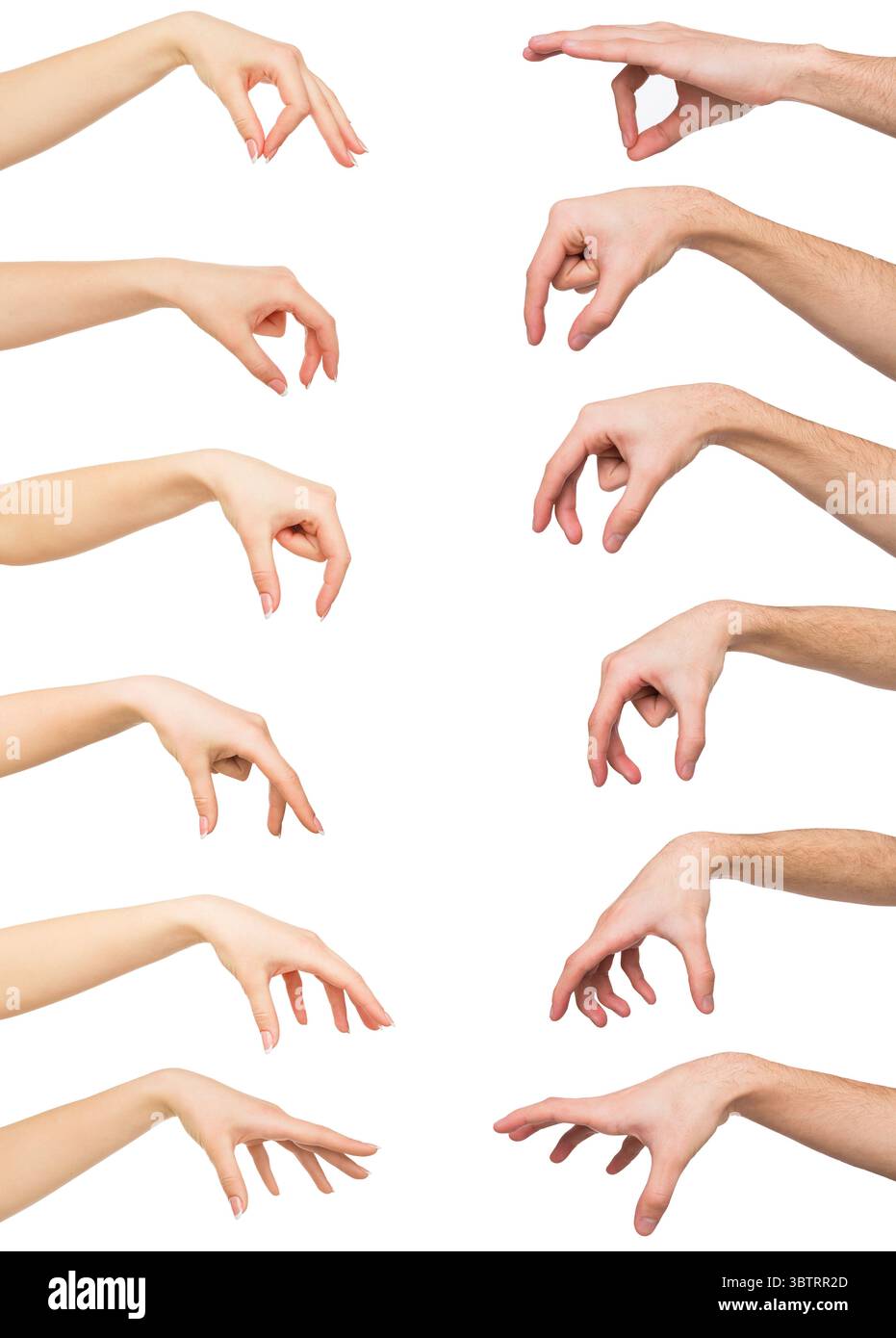 Set of white man and woman hands. Hand picking up something Stock Photo ...