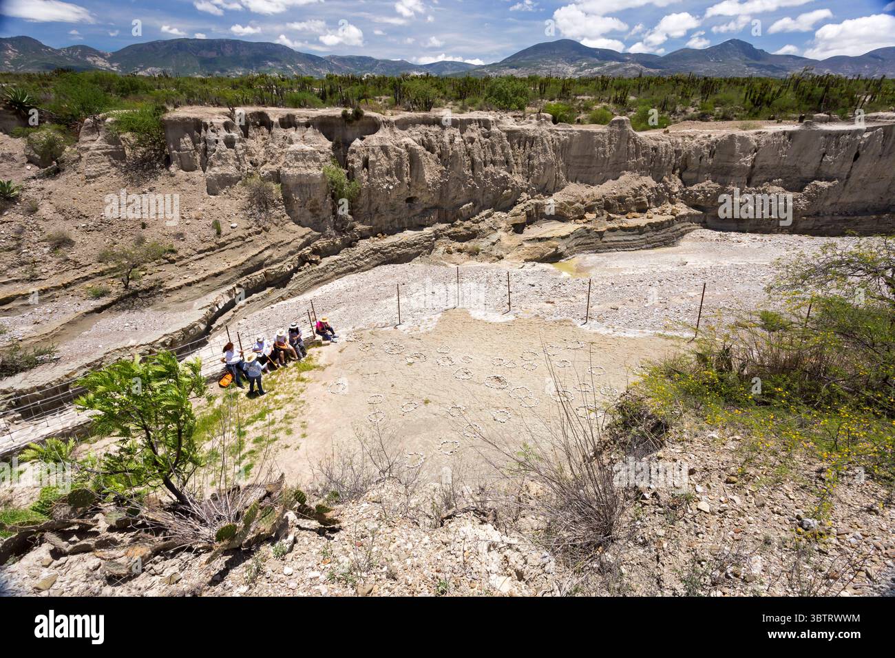 A site with fossil dinosaur tracks during a visit to the Turritelas ...