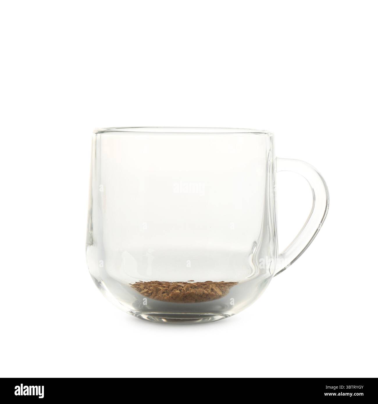 Granulated instant coffee in glass cup isolated on white Stock Photo ...