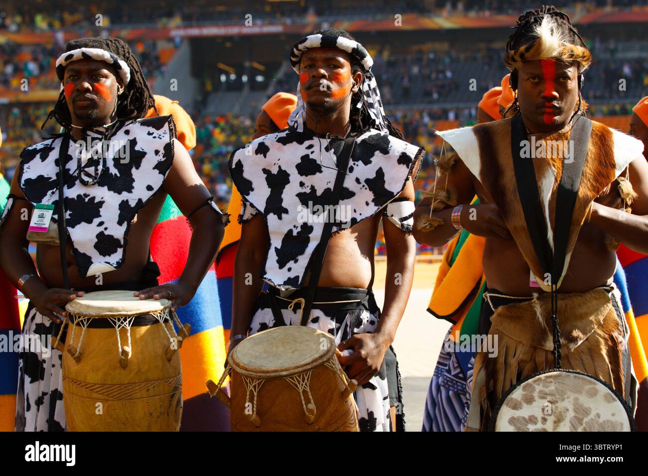 Traditional drummers gets ready for the opening ceremony of the FIFA ...