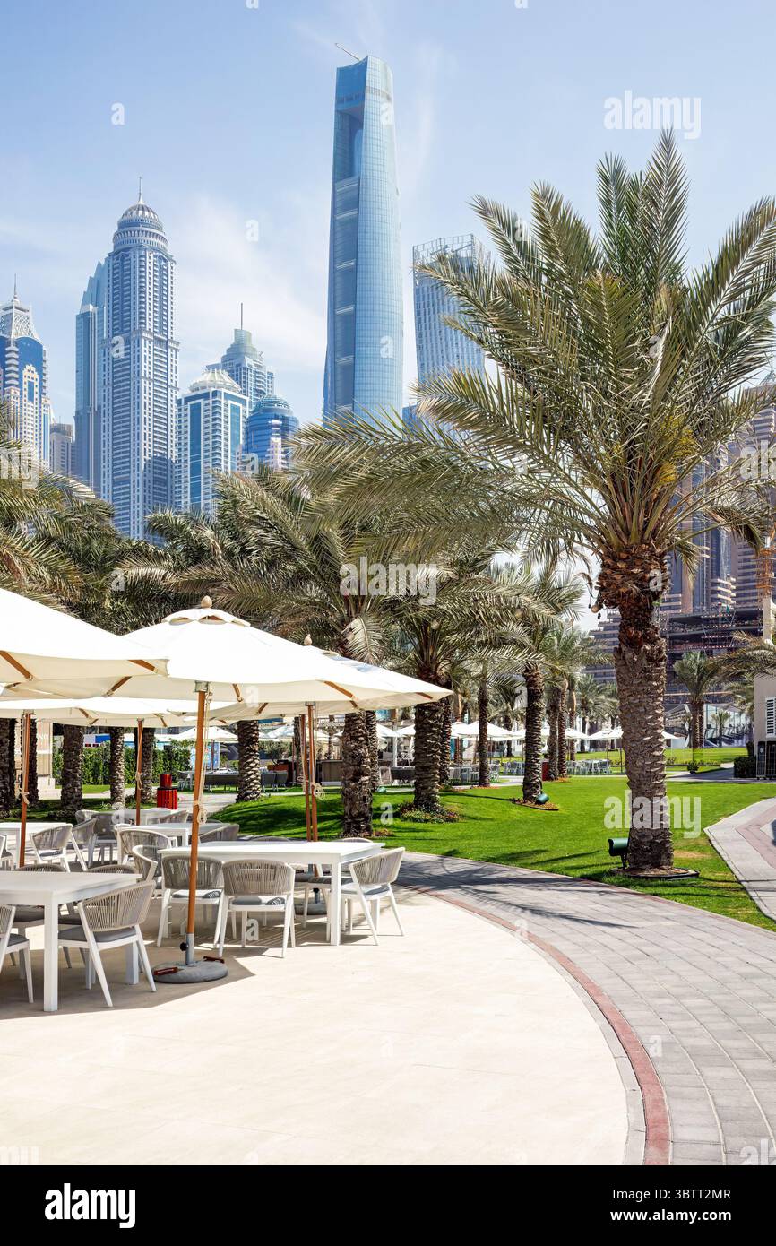 Dubai, United Arab Emirates - March 13, 2025: Outdoor dining space ...