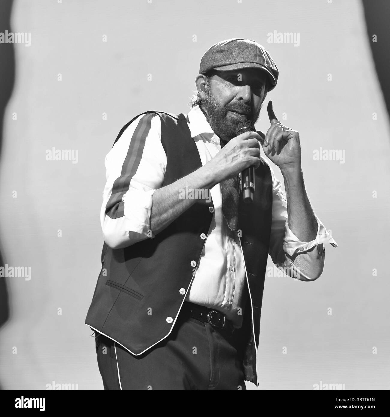 Singer Juan Luis Guerra performs during the concert at the Movistar ...