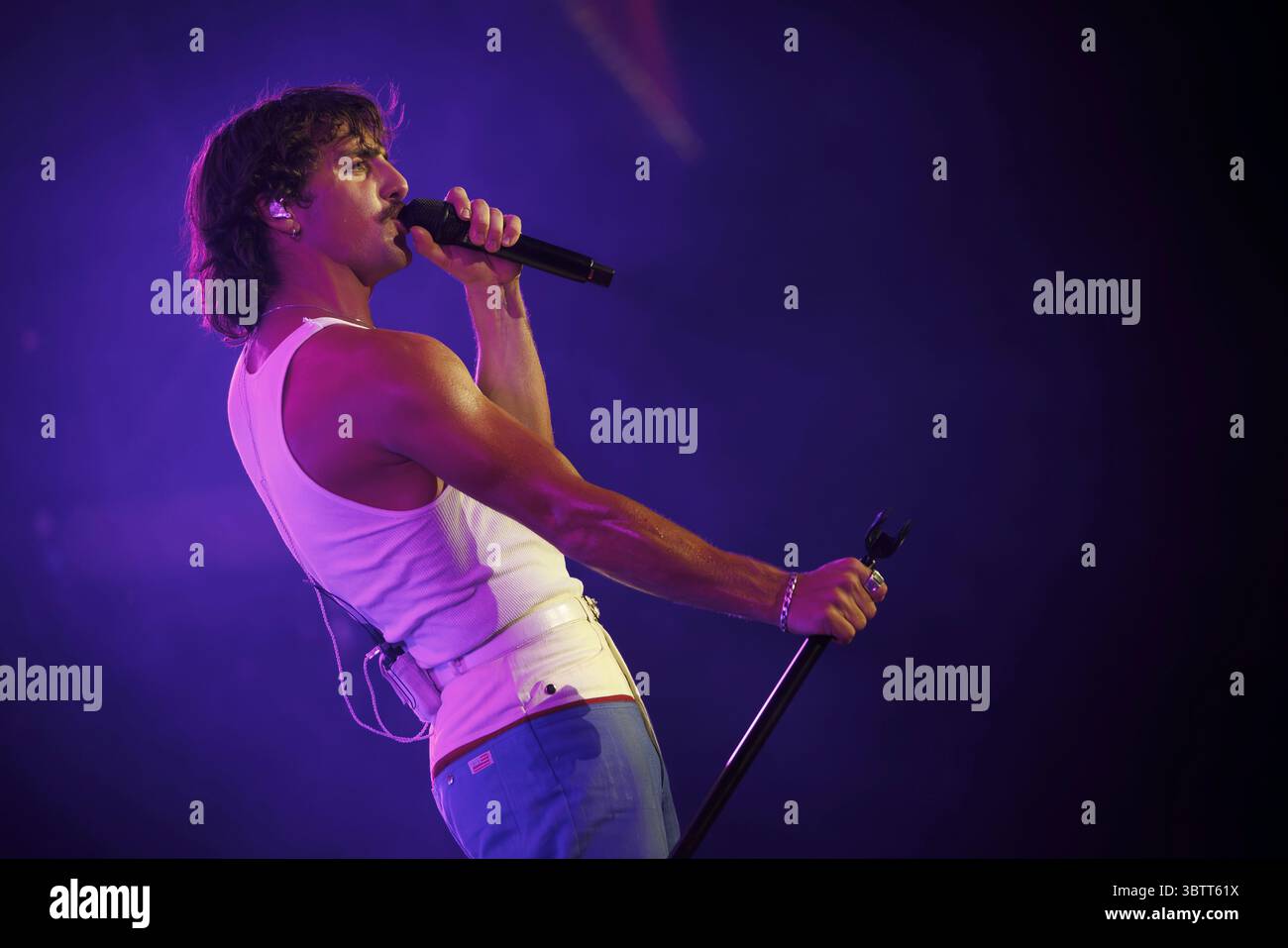 Singer Benson Boone from the U.S. performs on the Lake stage during the ...