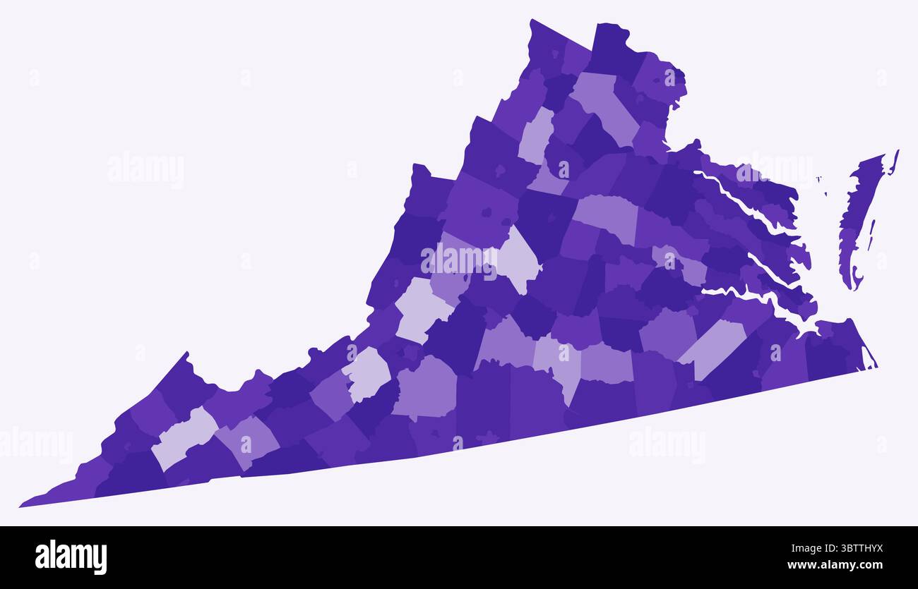 Map of Virginia with counties. A simple state border map with county ...