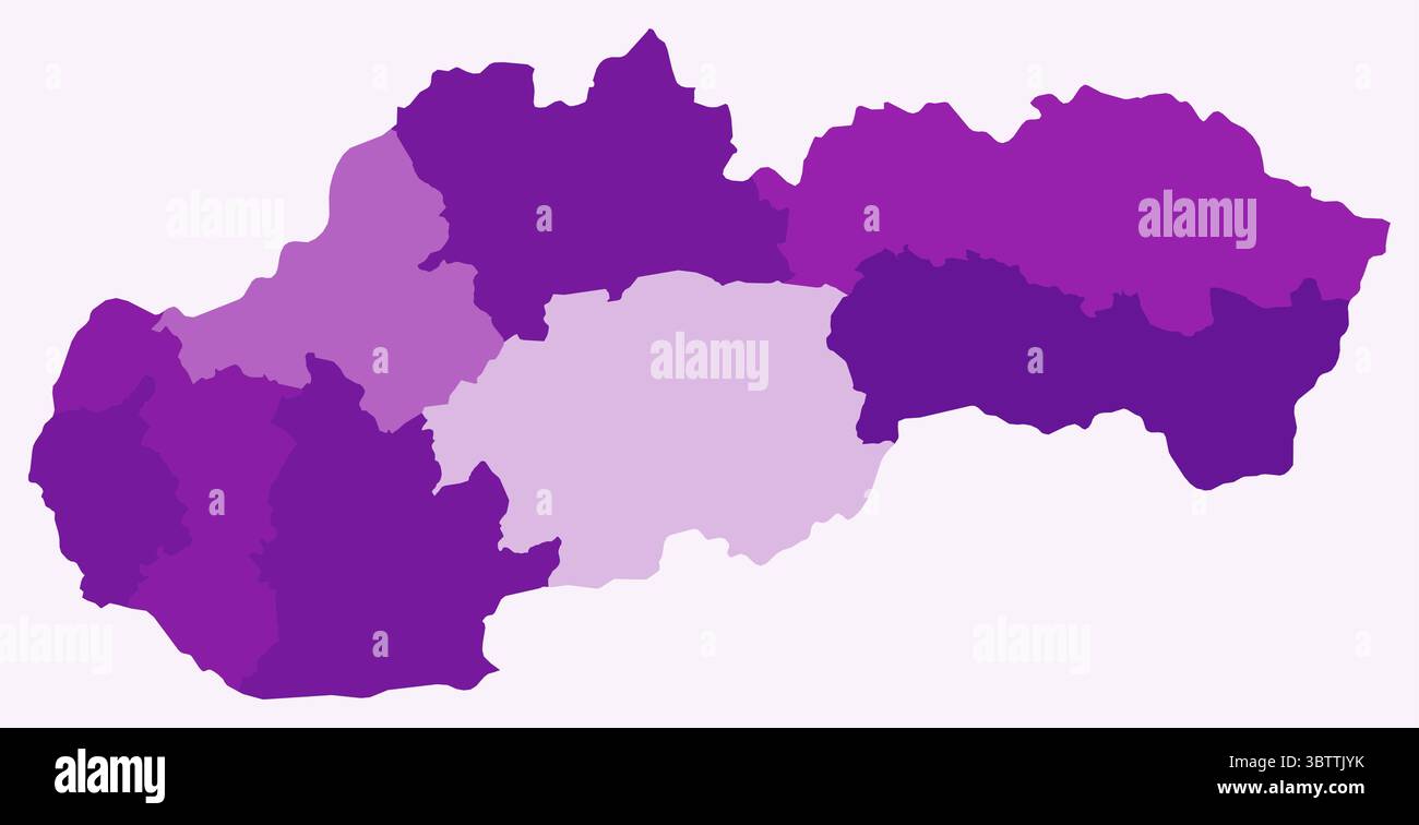 Map of Slovakia with regions. Just a simple country border map with ...