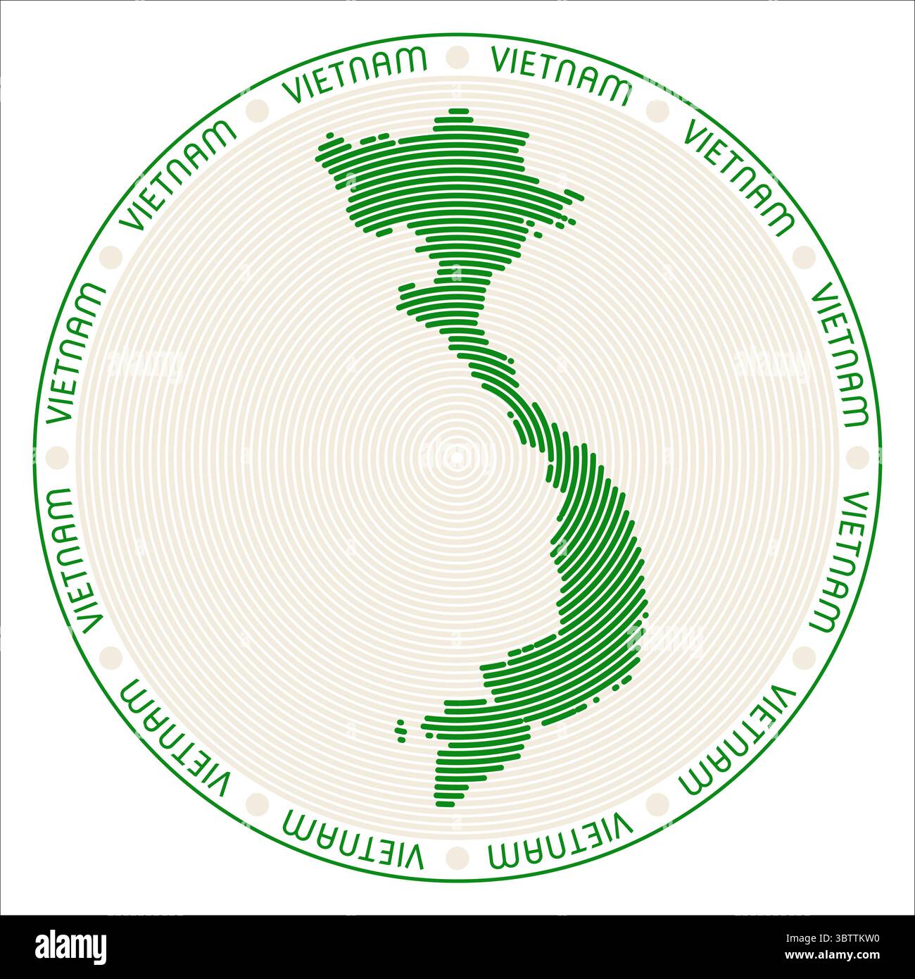 Vietnam round logo design. Country shape built of rings. Vietnam text ...