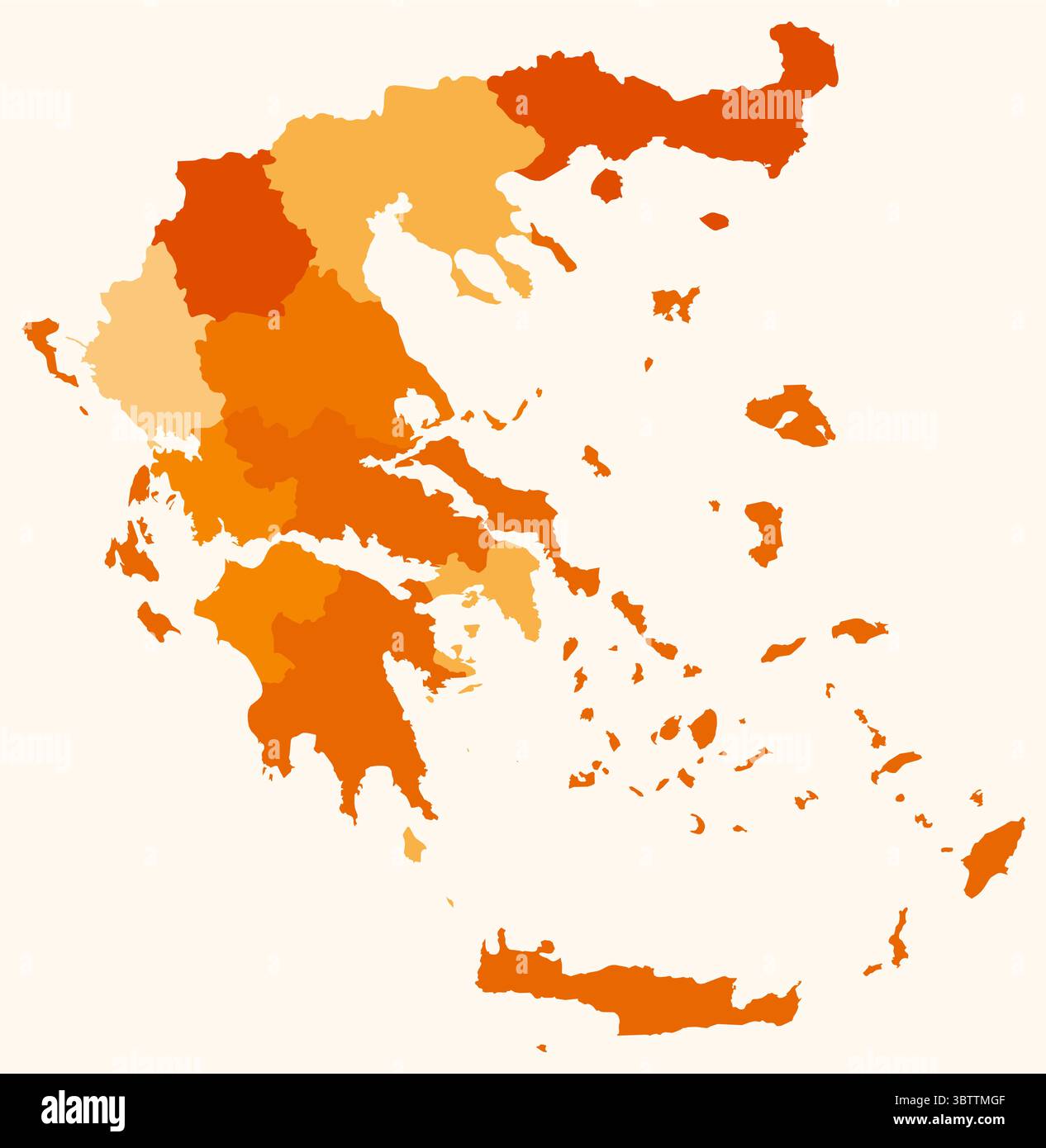 Map of Greece with regions. Just a simple country border map with ...