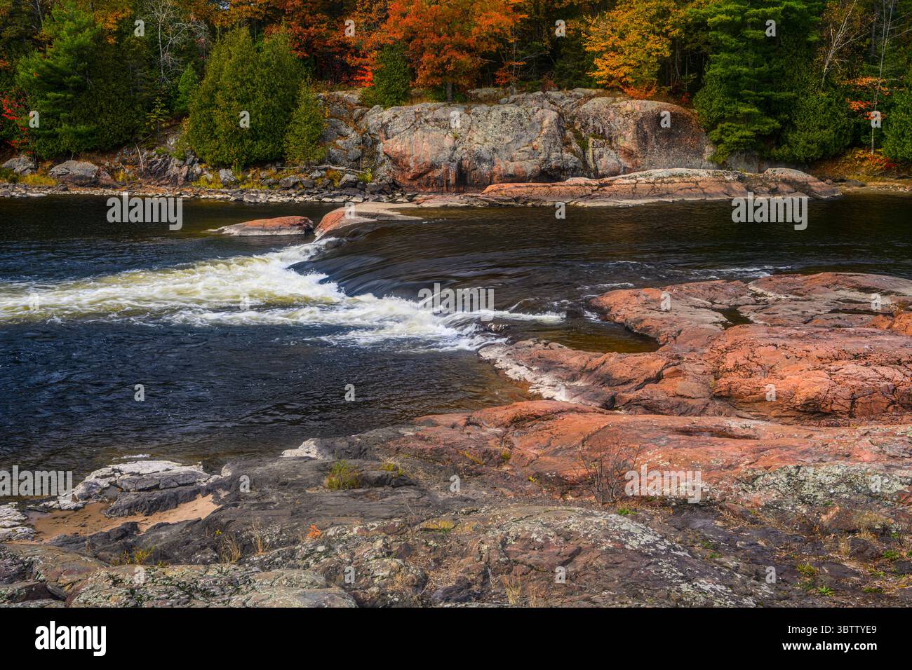 Rock outcrops, Mississagi River, Blind River, Ontario, Canada Stock ...