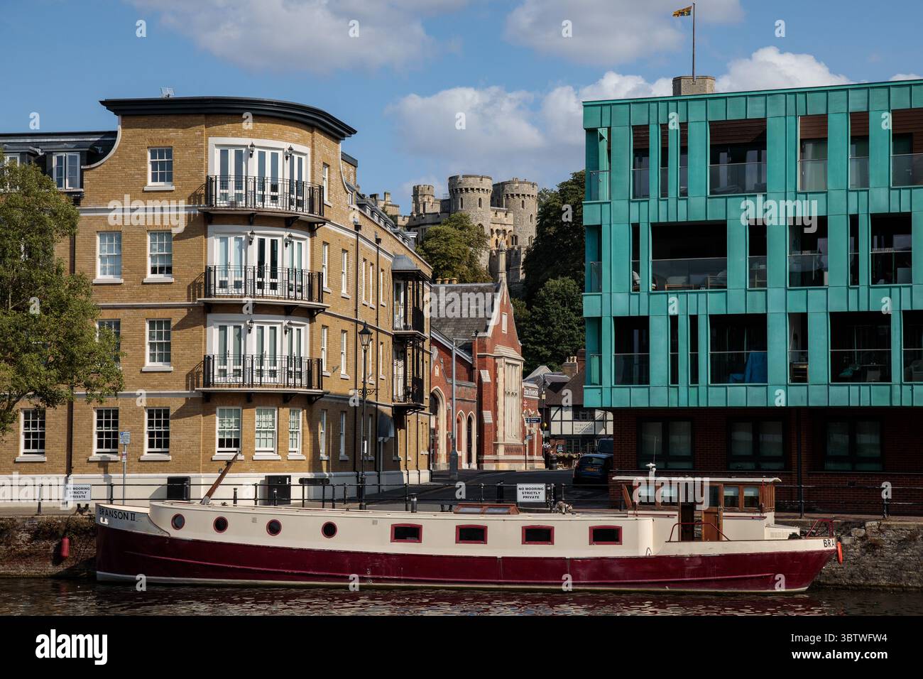 Windsor, UK. 14th July, 2025. A barge is pictured at a mooring on the ...