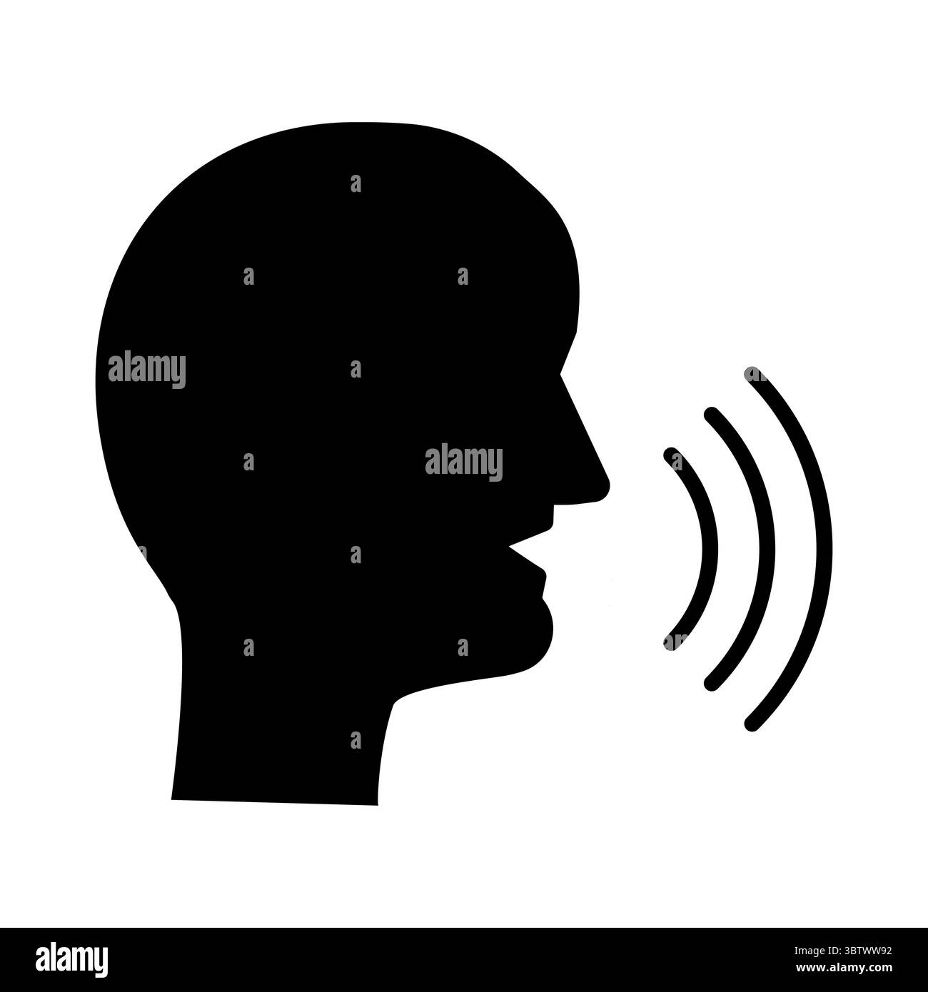 Speech profile icon. Voice wave symbol. Talking head silhouette. Vector ...