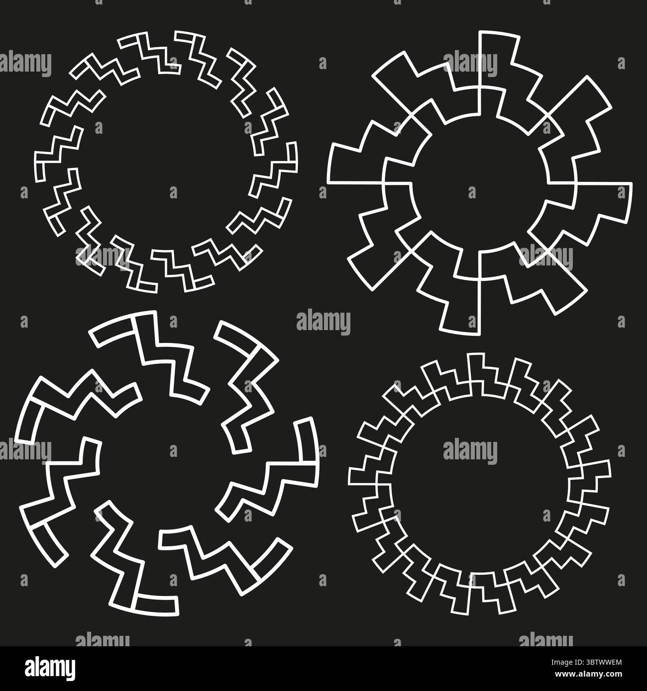 Gear contour shapes. Cogwheel outline designs. Mechanical technical ...