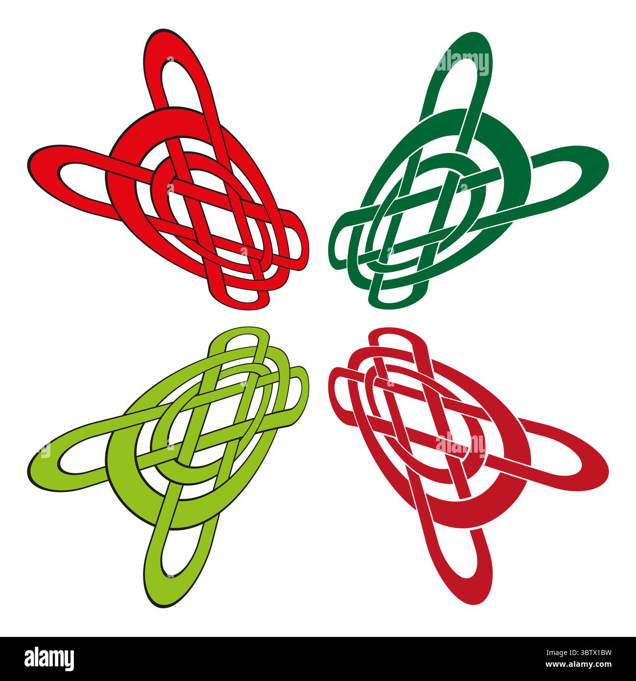 Abstract green patterns. Red intricate shapes. Dynamic decorative ...