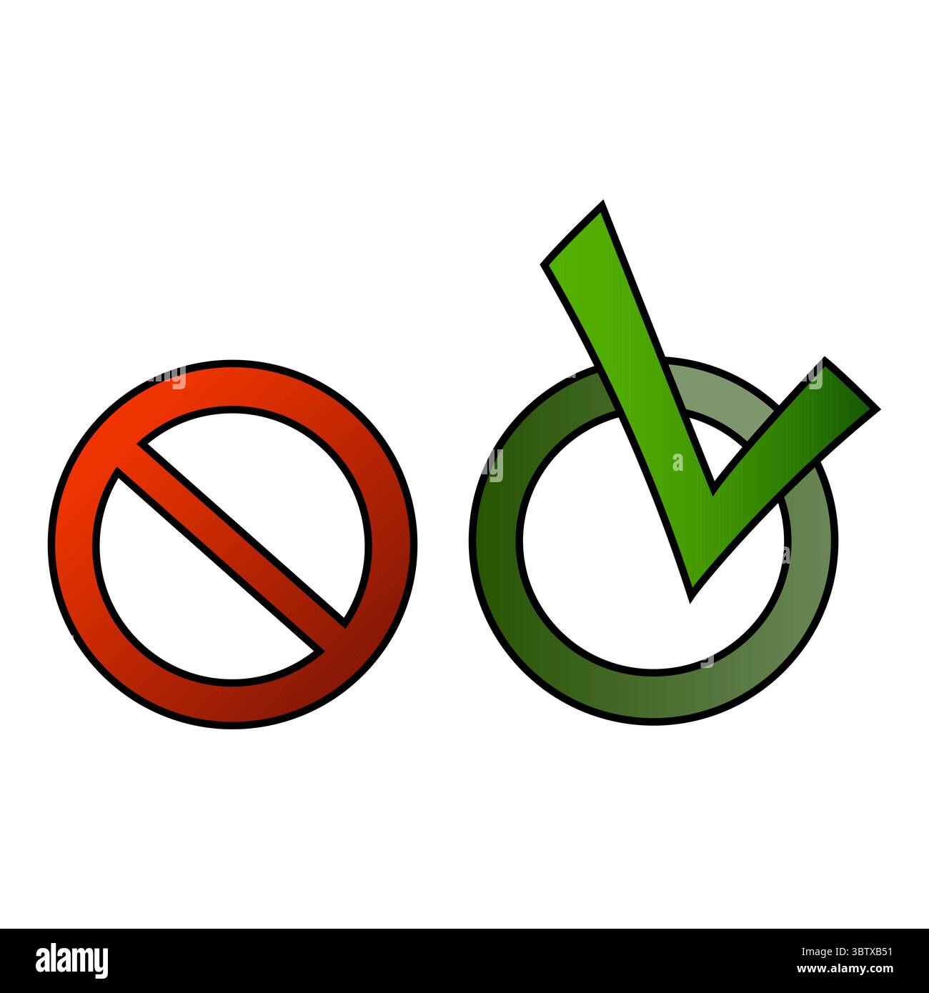 No entry symbol. Green checkmark Vector. Prohibited allowed icon. Red ...