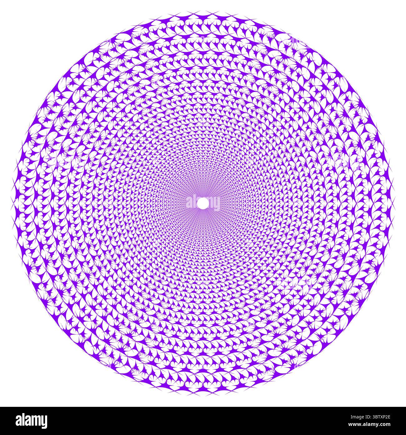 Abstract spiral pattern. Purple radial lines. Optical illusion graphic ...