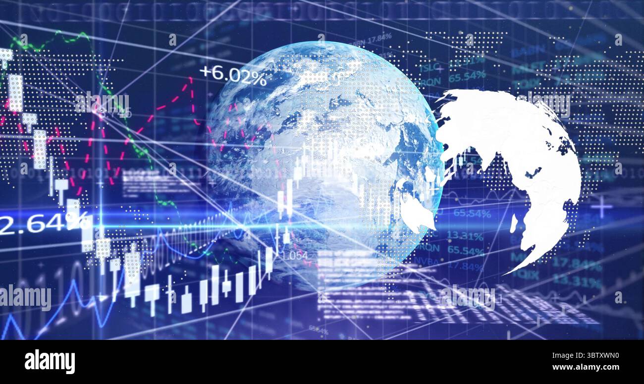 Displaying digital Earth globe hovering in data interface with ...