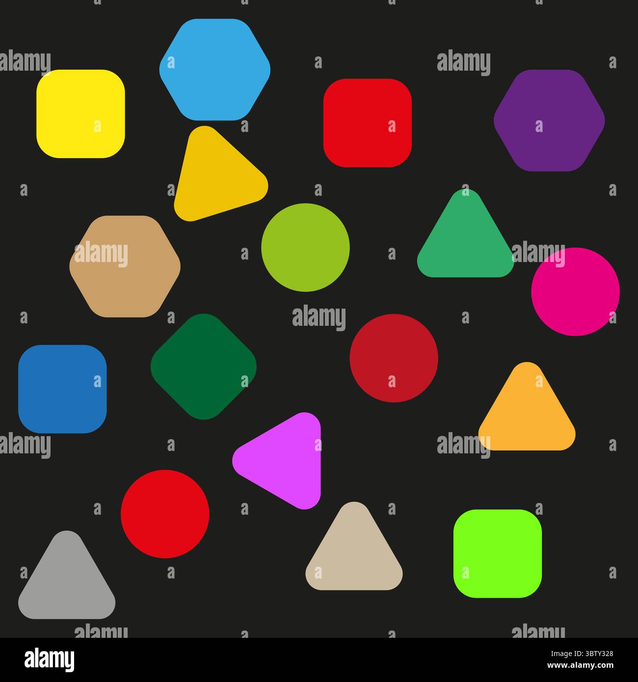 Geometric shape collection. Abstract colorful figures. Rounded form ...