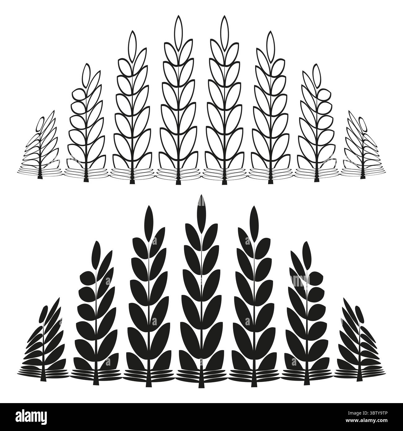Wheat field illustration. Growing grain symbol. Cereal plant Vector ...