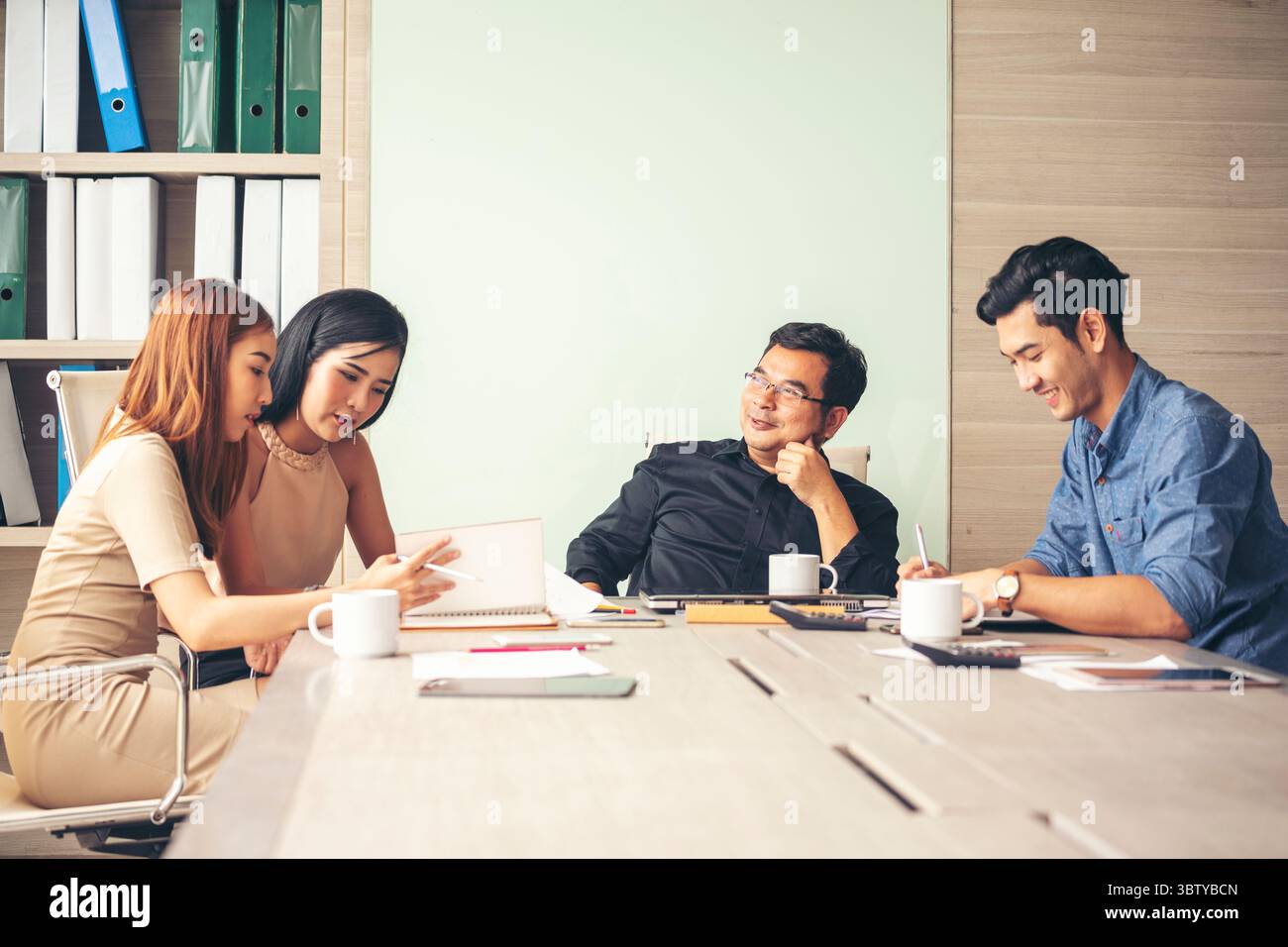 Happiness diversity business team meeting corporate office desk in ...